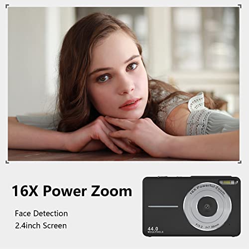 1080P HD Digital Camera Video Camera Small Camera, 2.5in LCD Display Screen, 32GB Micro SD Cards, 16X Digital Zoom, Kids Digital Camera for Girls Boys Adults