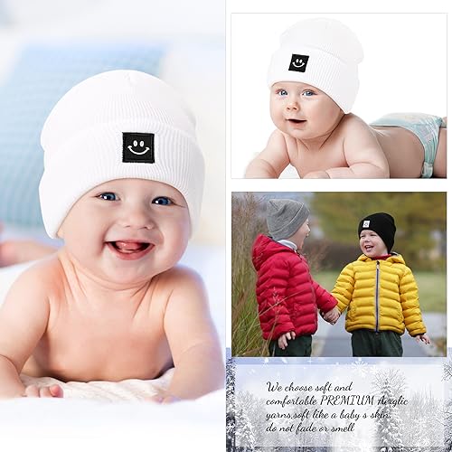 DANMY Baby Beanie Hat, Newborn Toddler Winter Warm Knit Hat, Kids Soft Beanie Cap
