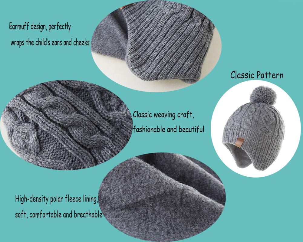 Moon Kitty Baby Hats Toddler Beanies for Boys 6-12Months Gray