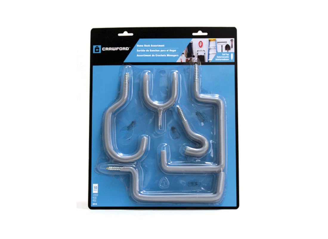 Crawford OR10 Vinyl Coated Storage Hook Assortment, 10-Piece