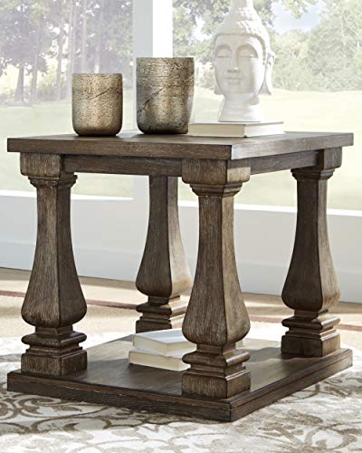 Signature Design by Ashley Johnelle Modern Country Rectangular End Table, Weathered Brown