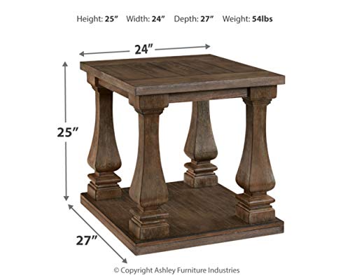 Signature Design by Ashley Johnelle Modern Country Rectangular End Table, Weathered Brown