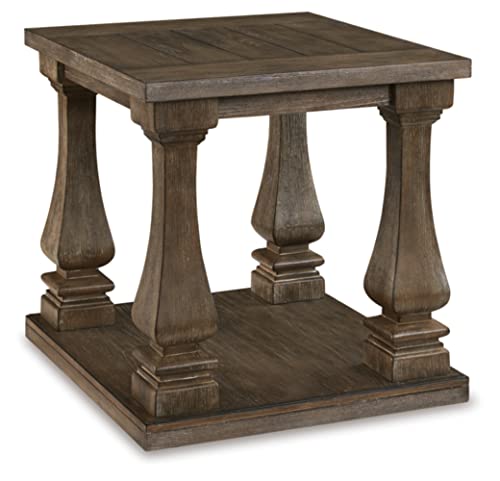 Signature Design by Ashley Johnelle Modern Country Rectangular End Table, Weathered Brown