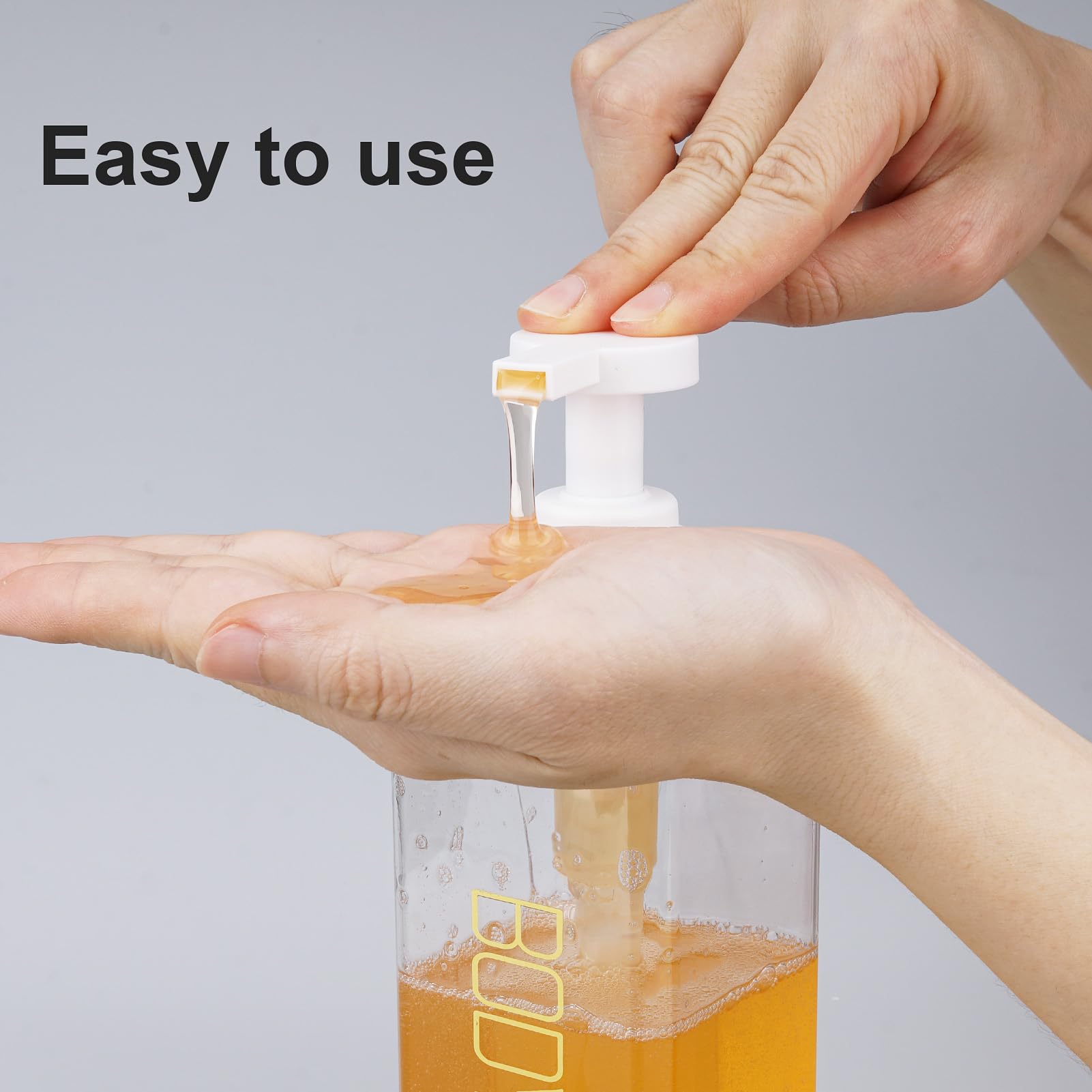 Shampoo and Conditioner Dispenser Shower Soap Bottles 3 Pack 550ml/18.6oz Refillable Shampoo Pump Bottle Dispenser Plastic Empty Body Wash Dispensers with Stylish Permanent Labels for Bathroom (Clear)