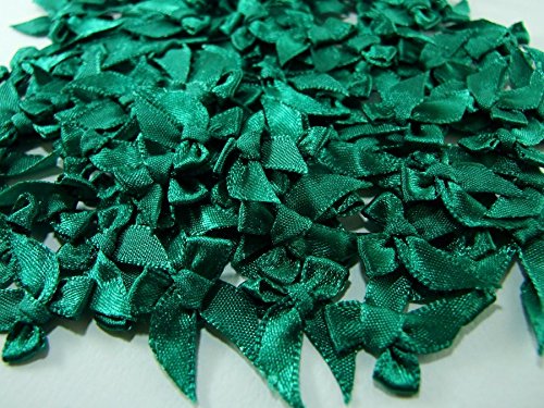100 Assorted Tiny Satin Ribbon Rose Bows Christmas Style Diameter 10 mm. Tiny Embellishment Craft Artificial Applique Wedding