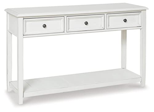 Signature Design by Ashley Kanwyn Farmhouse 3 Drawer Sofa Table, Whitewash