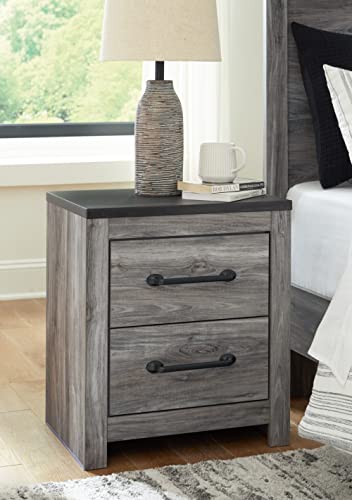 Signature Design by Ashley Bronyan 2 Drawer Nightstand, 22"W x 16"D x 25"H, Gray Plank