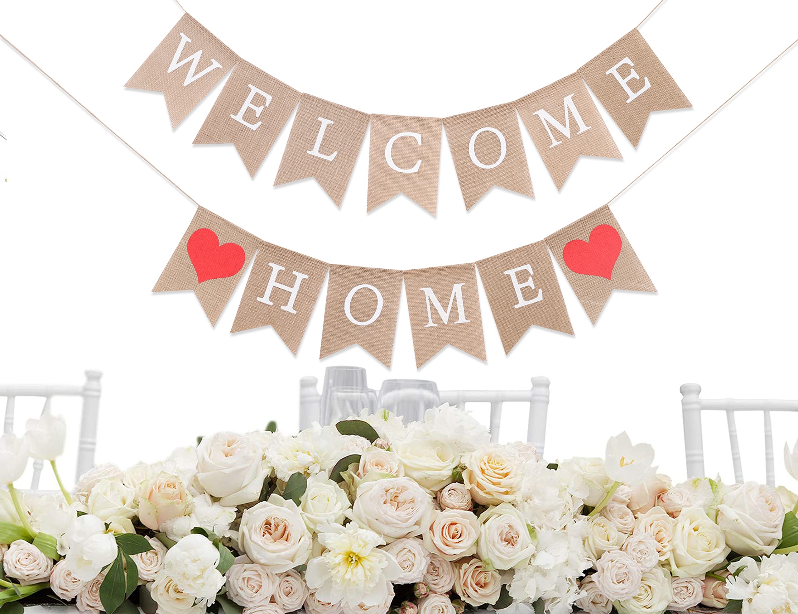 Welcome Home Burlap Banner - Personalized Welcome Home Banner, Homecoming Party Banner,Welcome New Home,Housewarming Party Decoration (Welcome Home Banner)