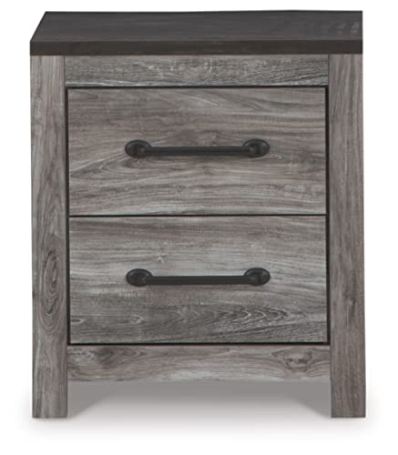 Signature Design by Ashley Bronyan 2 Drawer Nightstand, 22"W x 16"D x 25"H, Gray Plank
