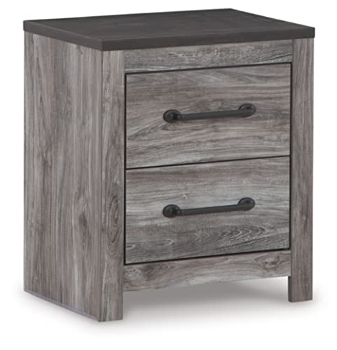 Signature Design by Ashley Bronyan 2 Drawer Nightstand, 22"W x 16"D x 25"H, Gray Plank