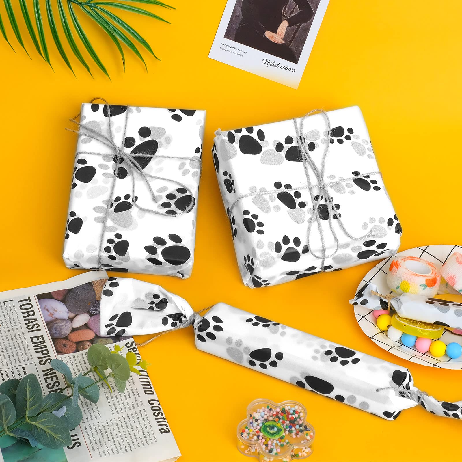 Kavoc 60 Sheets 20 x 20 Inch Dog Paw Print Tissue Paper Puppy Paws Gift Wrap Tissue for Gift Bags Wrapping Paper Rustic Art Holiday Wrapping Paper for DIY Crafts