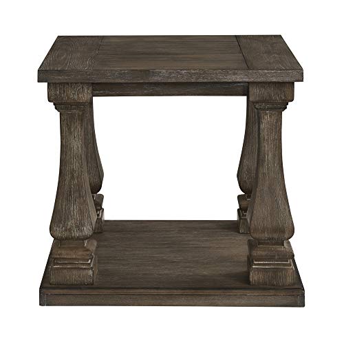 Signature Design by Ashley Johnelle Farmhouse Coffee Table with Weathered Gray Finish, Gray and Modern Country Rectangular End Table, Weathered Brown