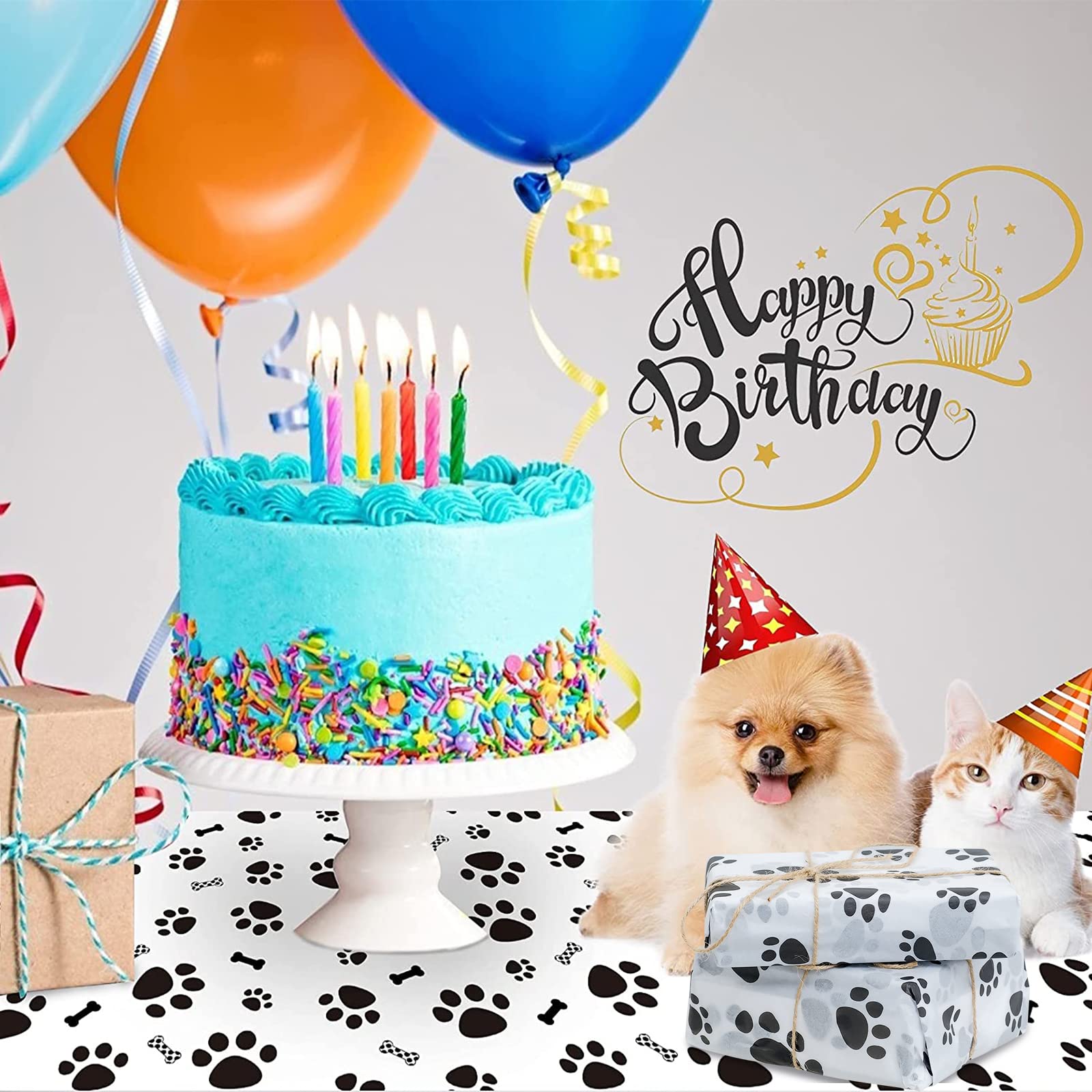 Kavoc 60 Sheets 20 x 20 Inch Dog Paw Print Tissue Paper Puppy Paws Gift Wrap Tissue for Gift Bags Wrapping Paper Rustic Art Holiday Wrapping Paper for DIY Crafts