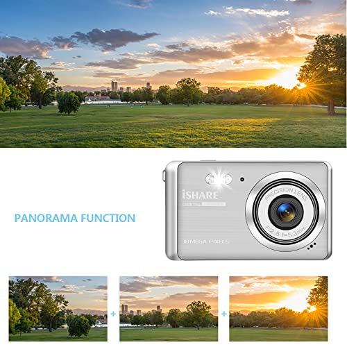Digital Camera, Kids Vlogging Camera FHD 1080P 30MP Video Camera with 32GB SD Card, 18X Digital Zoom, 2 Batteries, 2.8" Screen Compact Portable Mini Cameras for Students Teens Adults Girls Boys-Silver
