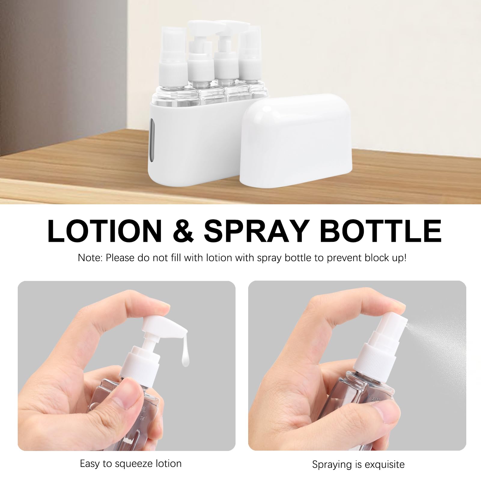 Skycase Travel Bottles, Travel Size Toiletries - Leak Proof Refillable Tsa Approved Travel Bottles, 4 in 1 Travel Containers with Labels Airplane Accessories Kits for Lotion Liquid (Grey)