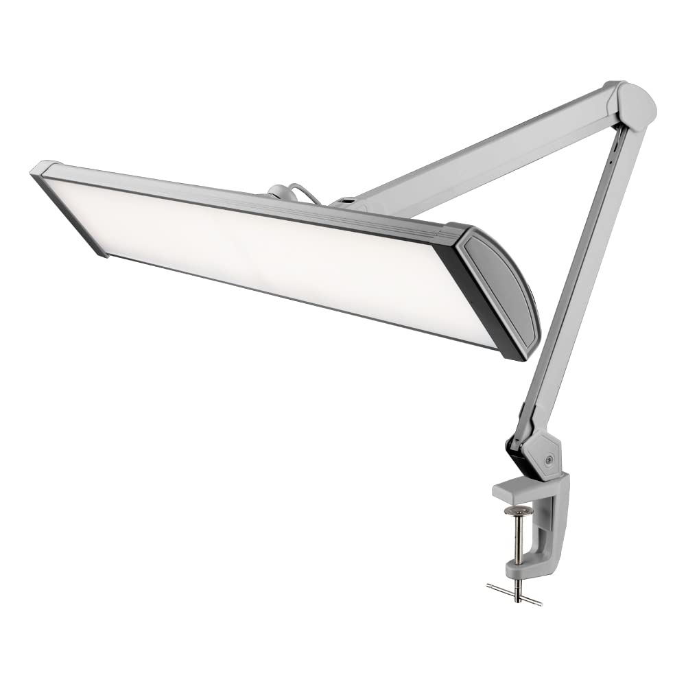 Neatfi Ultra 3,500 Lumen LED Desk Lamp, 45W, 26 Inch Wide Metal Shade, 270 SMD LEDs (Non-CCT with Clamp, Silver)