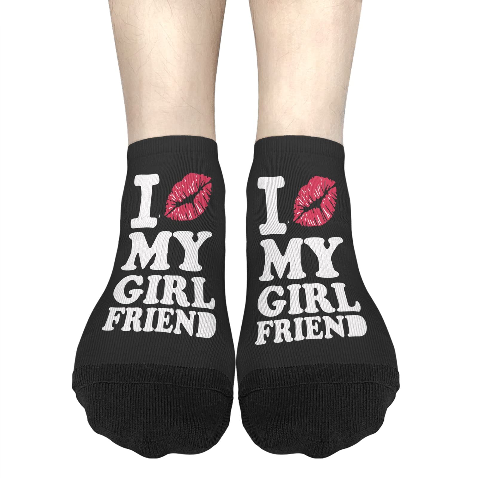 KEHUASW No Show Socks Valentines day Short Mens Sock No Show Dress Sock Funny i love my girlfriend Sock