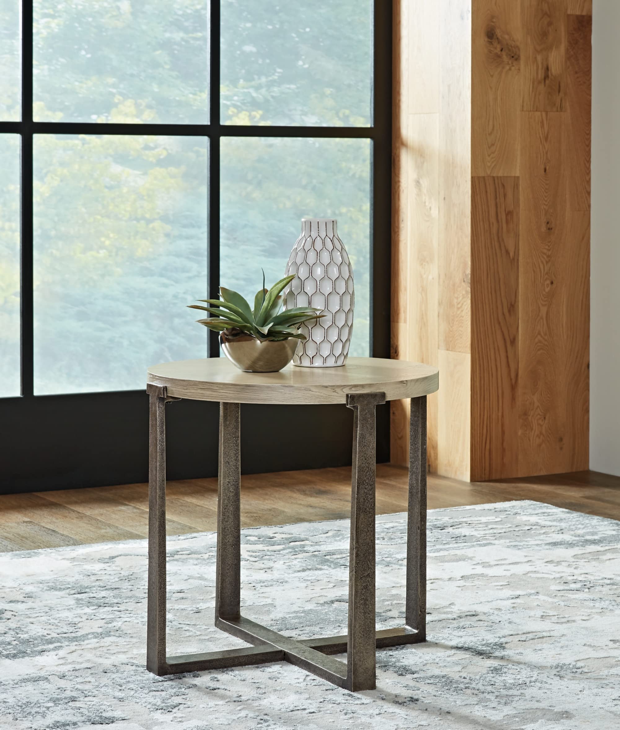 Signature Design by Ashley Dalenville Industrial Round End Table, Gray