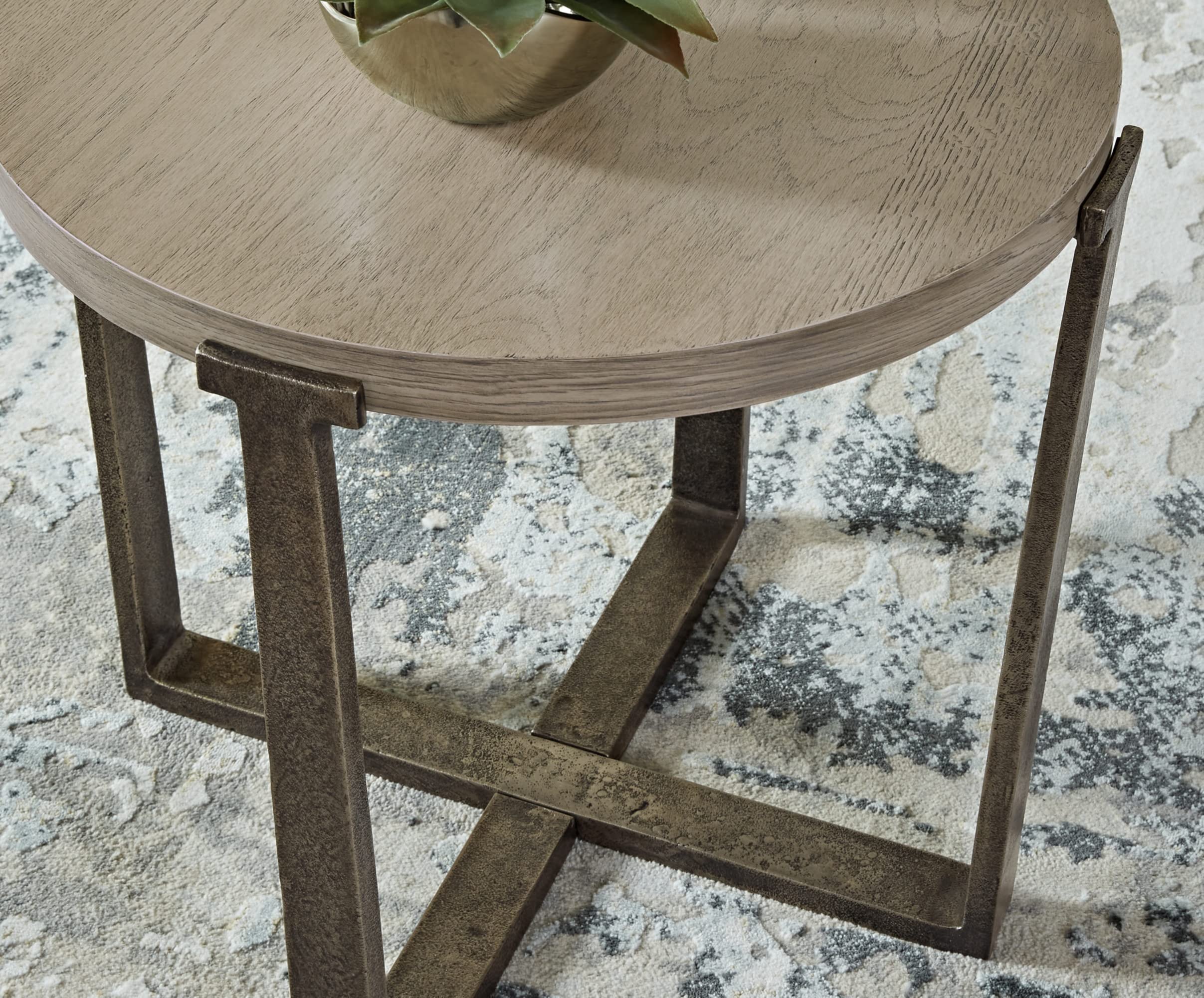 Signature Design by Ashley Dalenville Industrial Round End Table, Gray