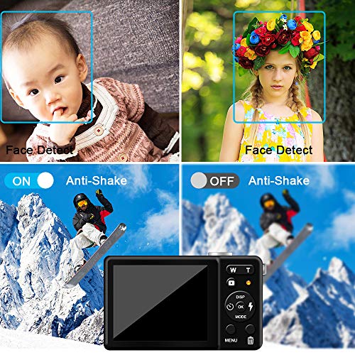 Digital Camera for Photography, Rechargeable 20MP Point and Shoot Camera with 2.8" LCD 8X Digital Zoom for Kids Teens Elders(Blue)