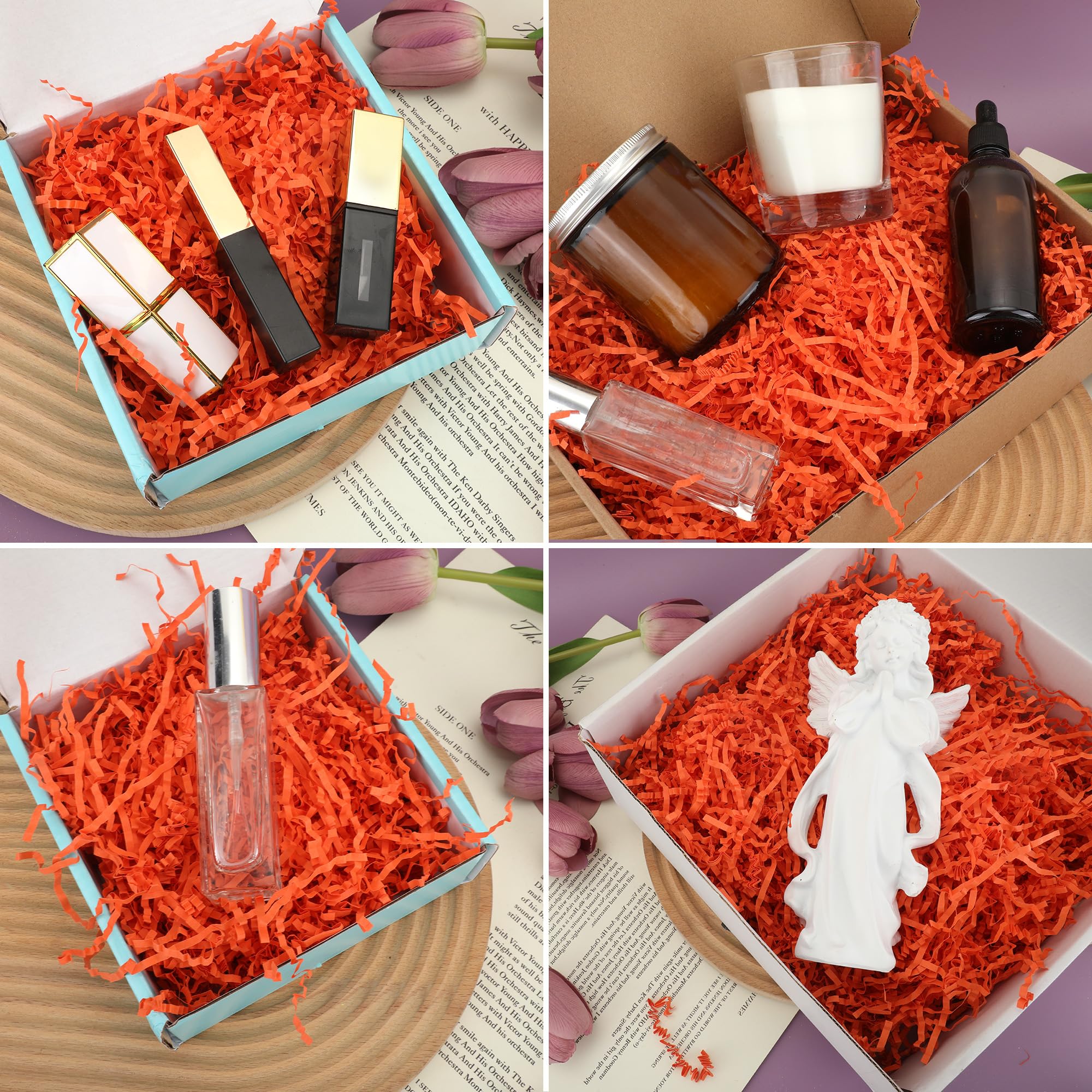 AIRGAME Crinkle Cut Paper Shred Filler (1/2 LB) for Gift Wrapping and Basket Filling - Orange Shredded Paper for Gift Box, Box Confetti Shredded, Box Stuffing