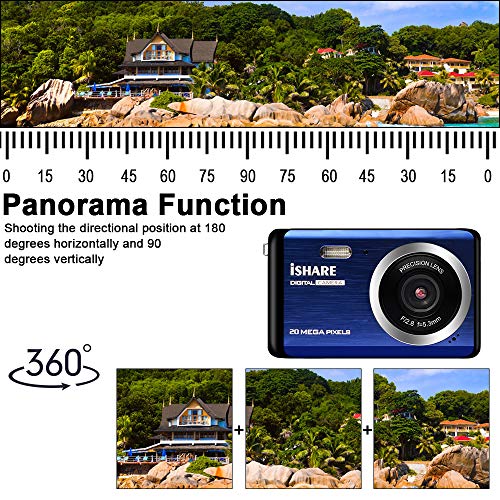 Digital Camera for Photography, Rechargeable 20MP Point and Shoot Camera with 2.8" LCD 8X Digital Zoom for Kids Teens Elders(Blue)