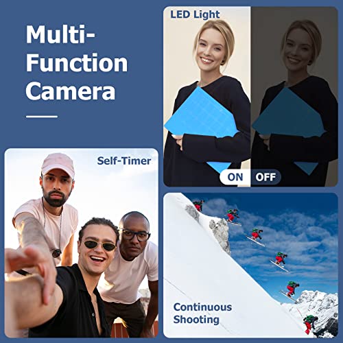Digital Camera for Photography, Vlogging Camera with 2.7K Full HD, 30MP YouTube Camera with 180 Degree Rotation 3.0 Inch Flip Screen, 4P Lens, 32GB SD Card and 2 Batteries(Focus Fixed)
