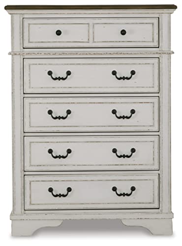 Signature Design by Ashley Brollyn Traditional 5 Drawer Chest, White & Light Brown
