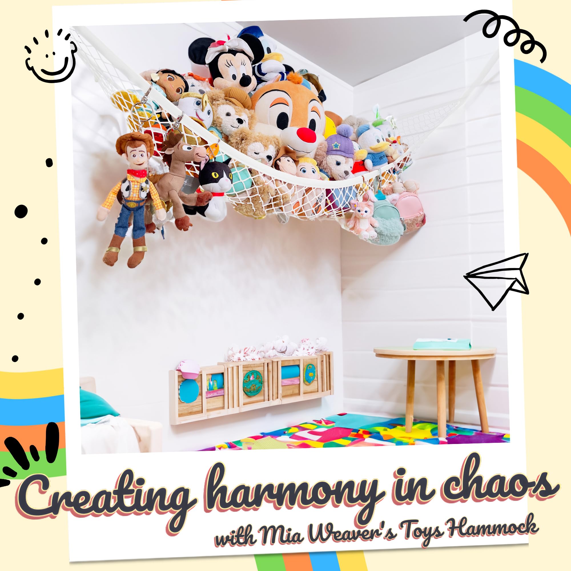 Mia Weaver Stuffed Animals Jumbo Toy Storage Hammock (Mesh 2 Packs, White)