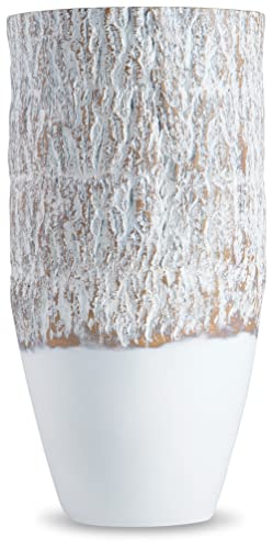 Signature Design by Ashley Hannalee Bohemian Textured Polyresin 13.75" Vase, White