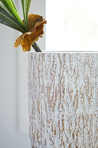 Signature Design by Ashley Hannalee Bohemian Textured Polyresin 13.75" Vase, White