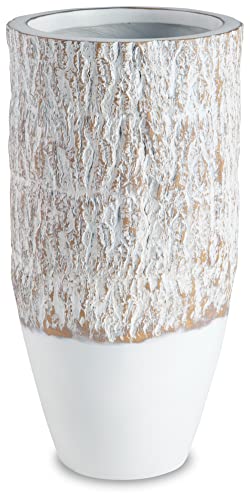 Signature Design by Ashley Hannalee Bohemian Textured Polyresin 13.75" Vase, White