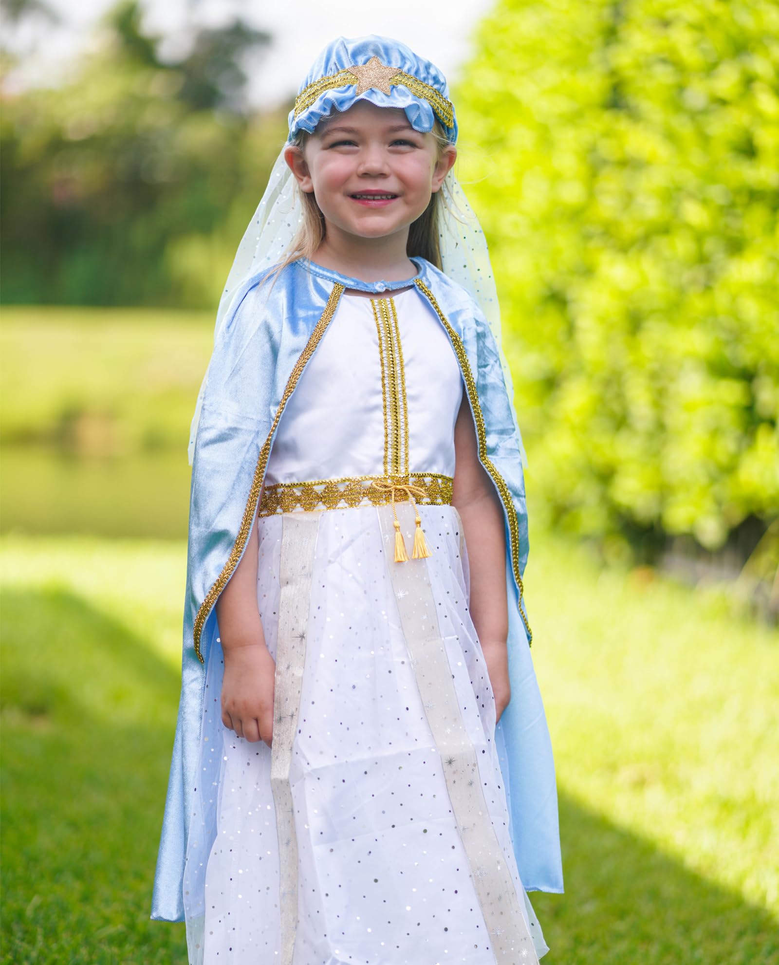 ReliBeauty Kids Virgin Mary Costume for Girls with Cape and Headpiece,120