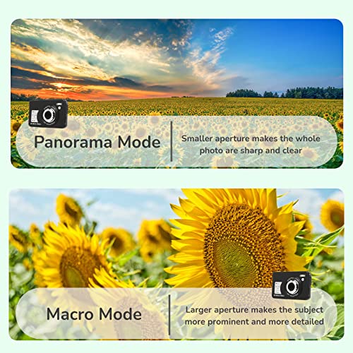 Digital Camera for Teens, 2.7K Ultra HD 48MP Point and Shoot Camera, 2.7in LCD Rechargeable Students Compact Camera with 16X Digital Zoom, Mini Vlogging Cameras for Kids Beginners