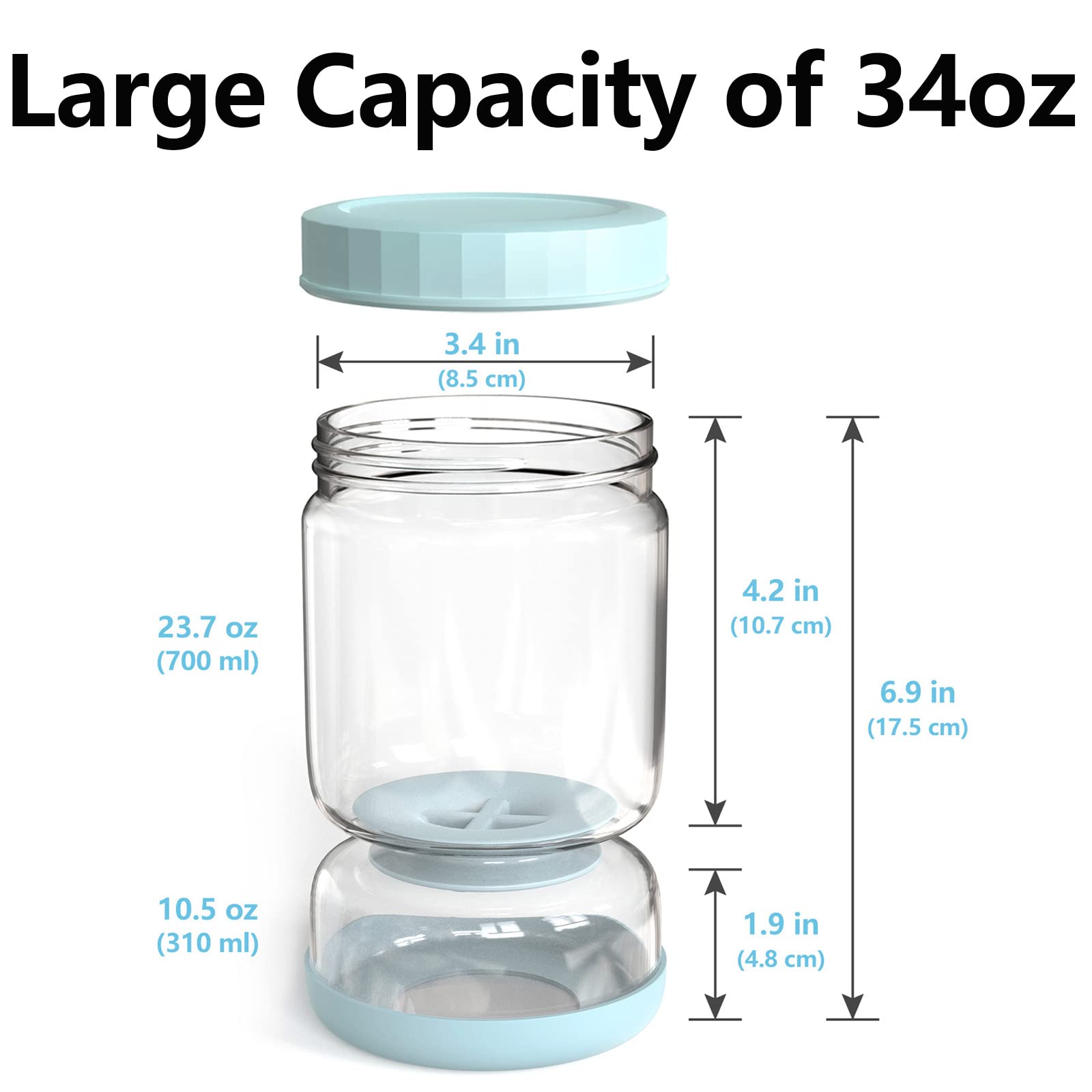 WhiteRhino Glass Pickle Jar with Strainer Flip,34oz Pickle Flip Jar Glass,Pickle Juice Separator Jar Flip for Olives,Gherkins or Sliced Pickles,Leakproof Airtight Lids and Refrigerator Dishwasher Safe