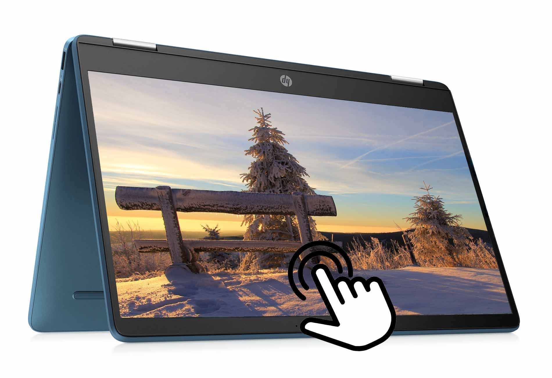 HP Flagship Chromebook 14" HD 2-in-1 Touchscreen Laptop, Intel Celeron N4120(Up to 2.6GHz), 4GB RAM, 64GB eMMC, Wi-Fi, Up to 13Hours Battery Life, Bluetooth, Chrome OS, Blue, w/GM Accessories