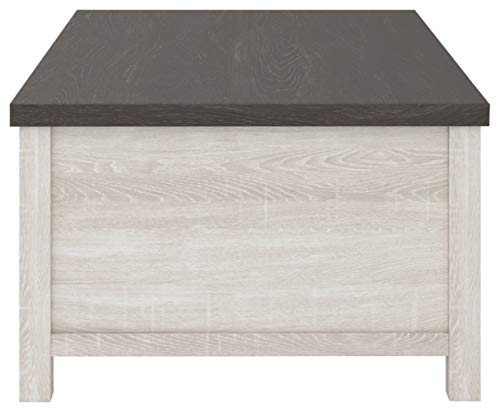 Signature Design by Ashley Dorrinson Farmhouse Lift Top Coffee Table with Storage, Antique White & Brown