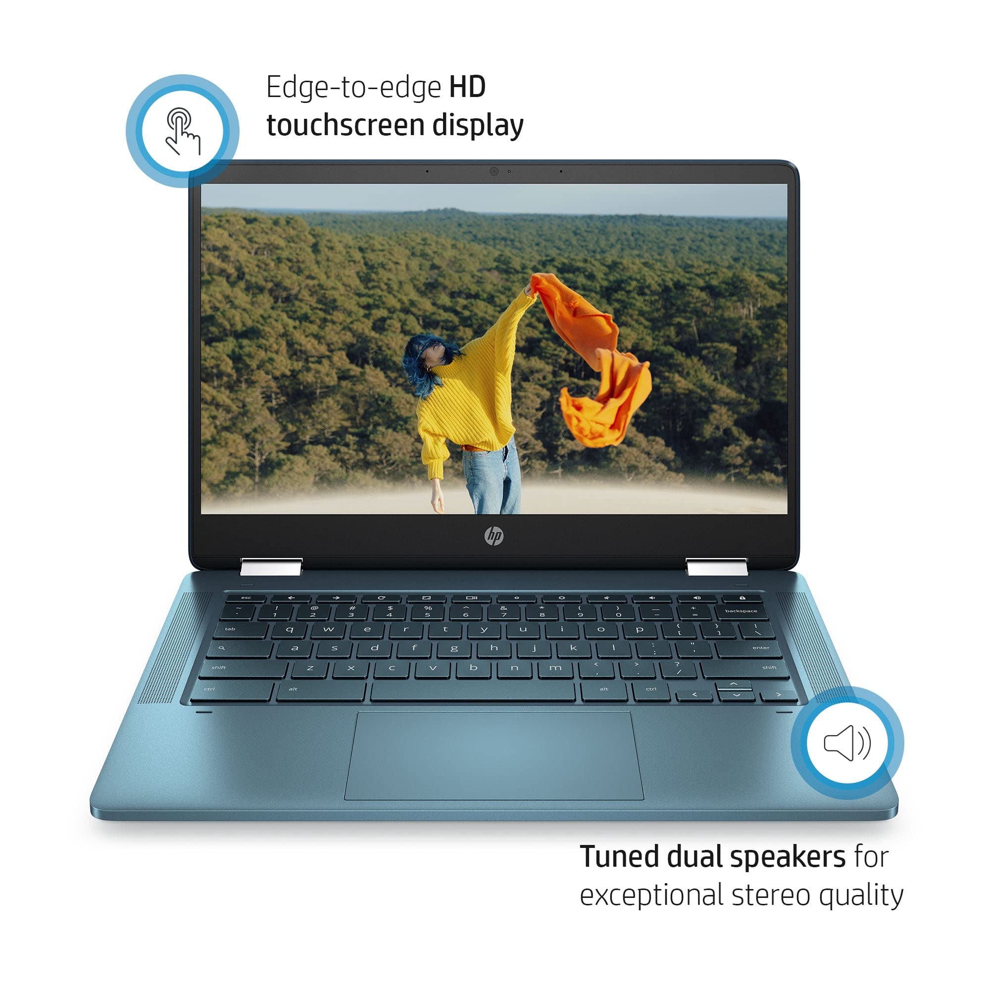 HP Flagship Chromebook 14" HD 2-in-1 Touchscreen Laptop, Intel Celeron N4120(Up to 2.6GHz), 4GB RAM, 64GB eMMC, Wi-Fi, Up to 13Hours Battery Life, Bluetooth, Chrome OS, Blue, w/GM Accessories