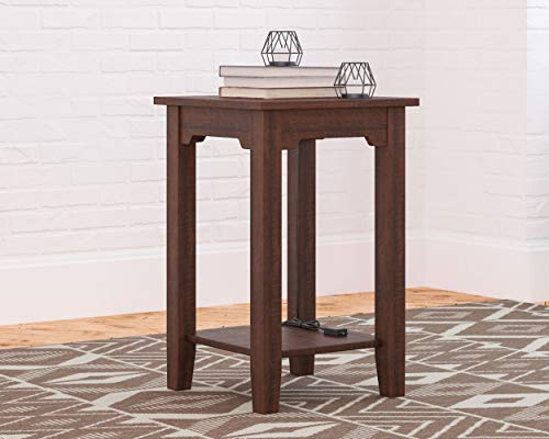 Signature Design by Ashley Camiburg Modern Chair Side End Table with USB Charging Port, Brown