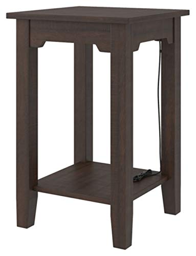 Signature Design by Ashley Camiburg Modern Chair Side End Table with USB Charging Port, Brown