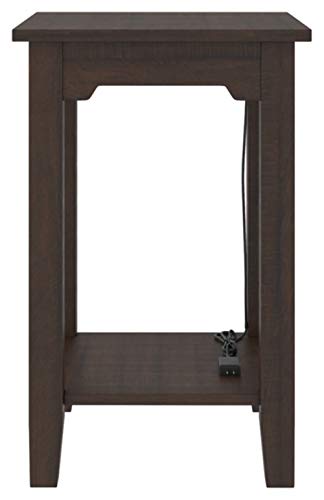Signature Design by Ashley Camiburg Modern Chair Side End Table with USB Charging Port, Brown