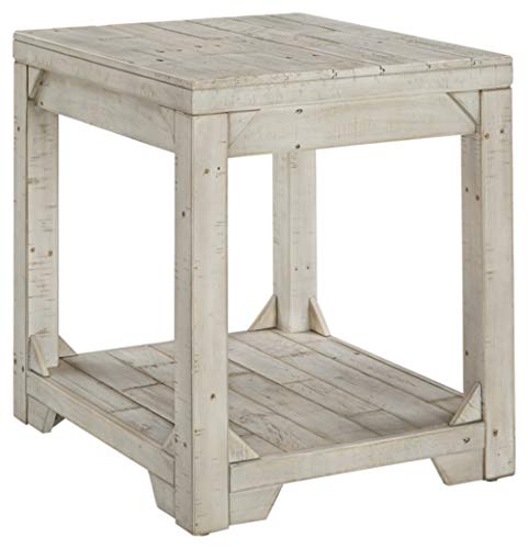 Signature Ashley Farmhouse Lift Top Coffee Table and End Table Set | Whitewash Weathered Finish