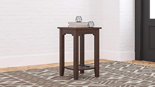 Signature Design by Ashley Camiburg Modern Chair Side End Table with USB Charging Port, Brown