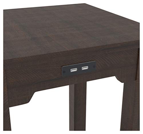 Signature Design by Ashley Camiburg Modern Chair Side End Table with USB Charging Port, Brown
