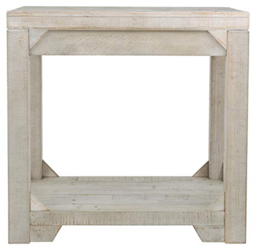 Signature Ashley Farmhouse Lift Top Coffee Table and End Table Set | Whitewash Weathered Finish