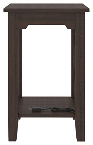 Signature Design by Ashley Camiburg Modern Chair Side End Table with USB Charging Port, Brown