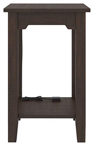 Signature Design by Ashley Camiburg Modern Chair Side End Table with USB Charging Port, Brown