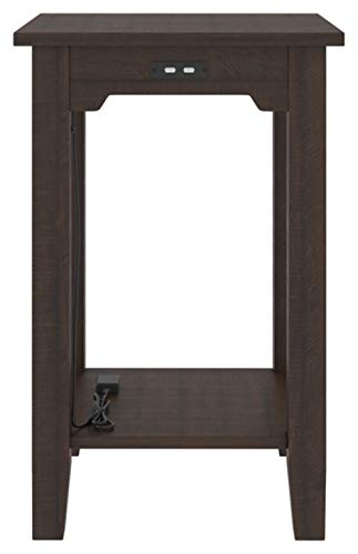 Signature Design by Ashley Camiburg Modern Chair Side End Table with USB Charging Port, Brown