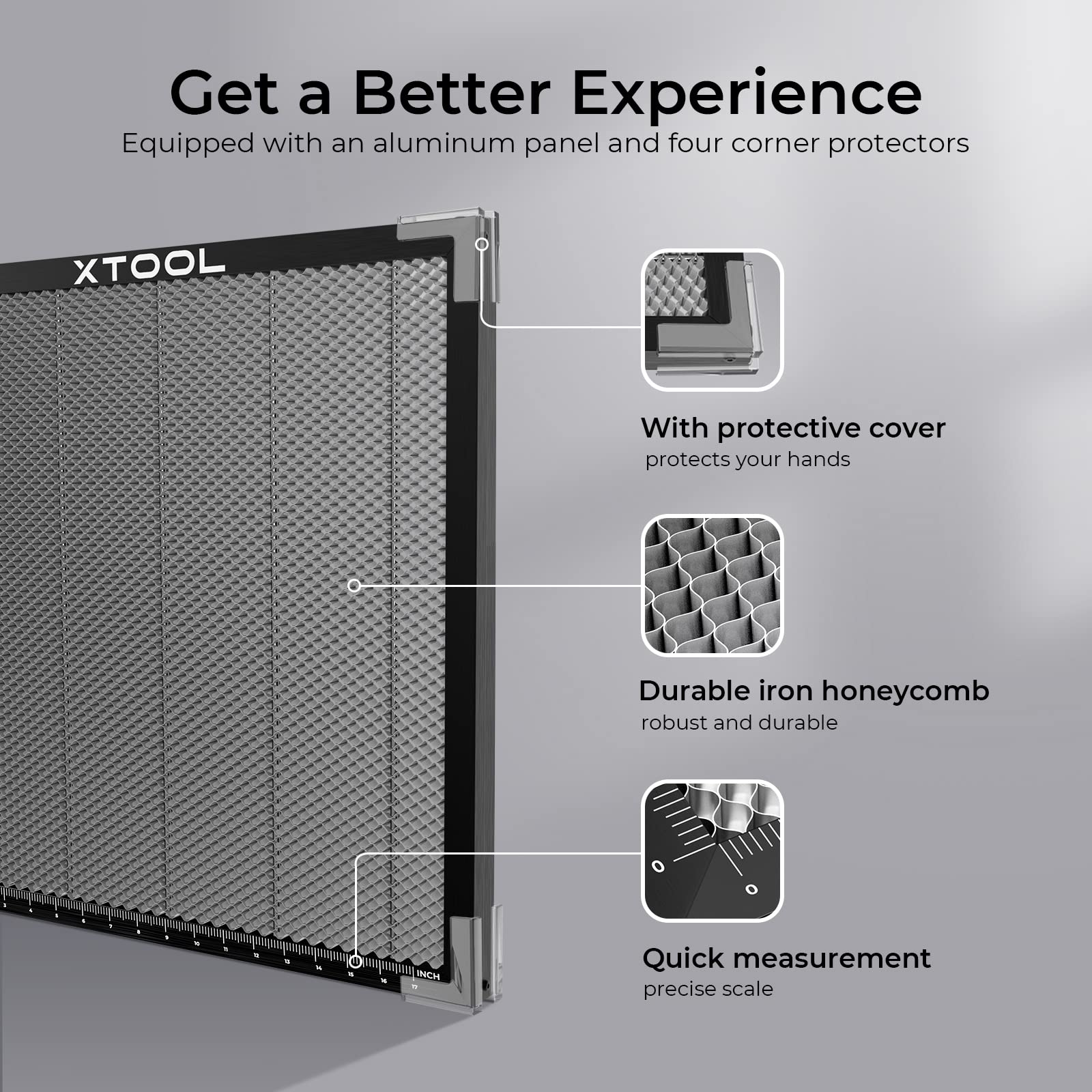xTool Honeycomb Working Table, Soulmate for xTool D1, D1 Pro and Most Laser Engraver, Honeycomb Working Bed for Fast Heat Dissipation and Desktop-Protecting, 19.68"x 19.68"x 0.87"
