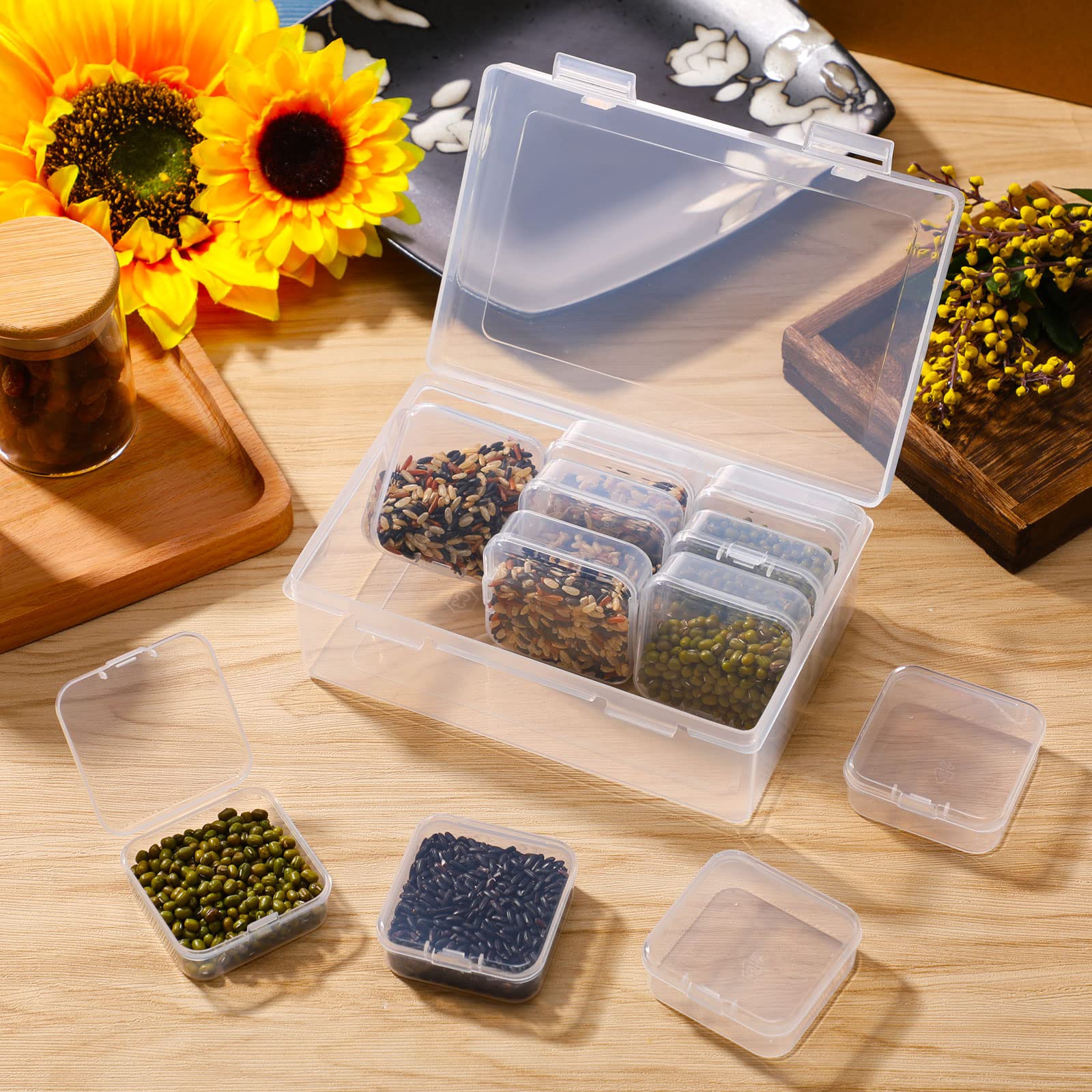 Clear Plastic Storage Cases Small Beads Organizer Container Transparent Boxes with Hinged Lid for Small Items with Hinged Lid and Rectangle Clear Craft Supply Cases (52 Pieces)